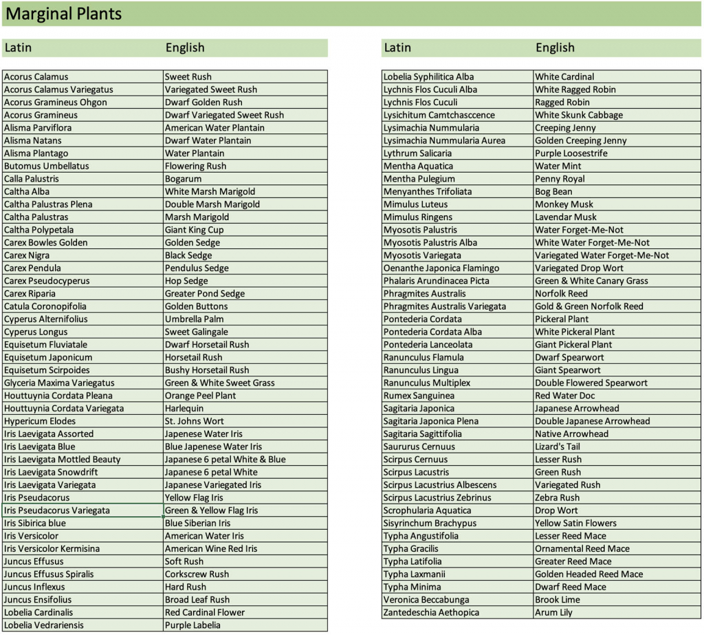 Plant Lists - AquaLifeLtd